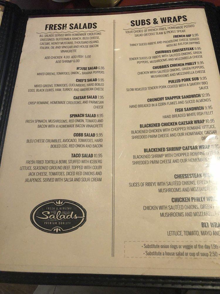 Menu at Chubbies pub & bar, Fort Pierce