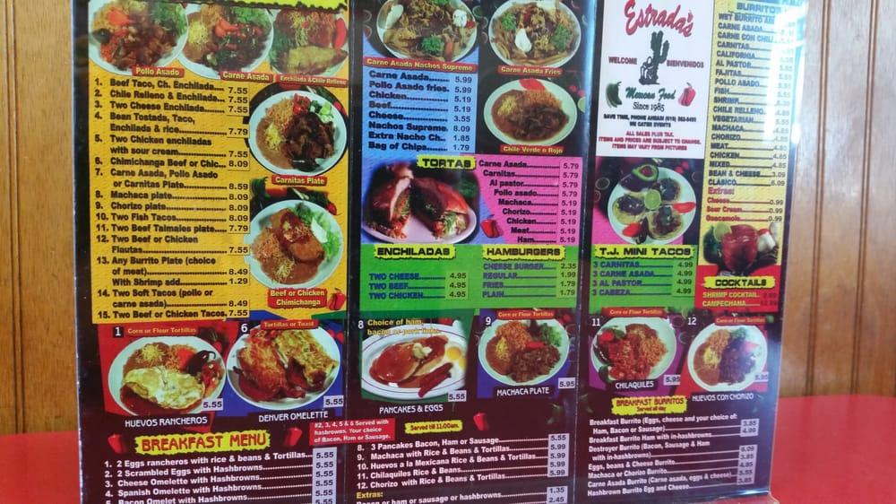 Menu at Estrada's Mexican Food restaurant, Santee, Magnolia Ave #107