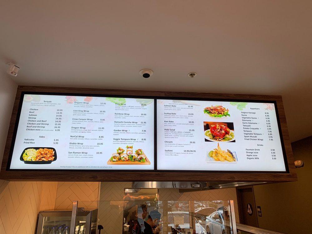 Menu at Origami restaurant, San Ramon
