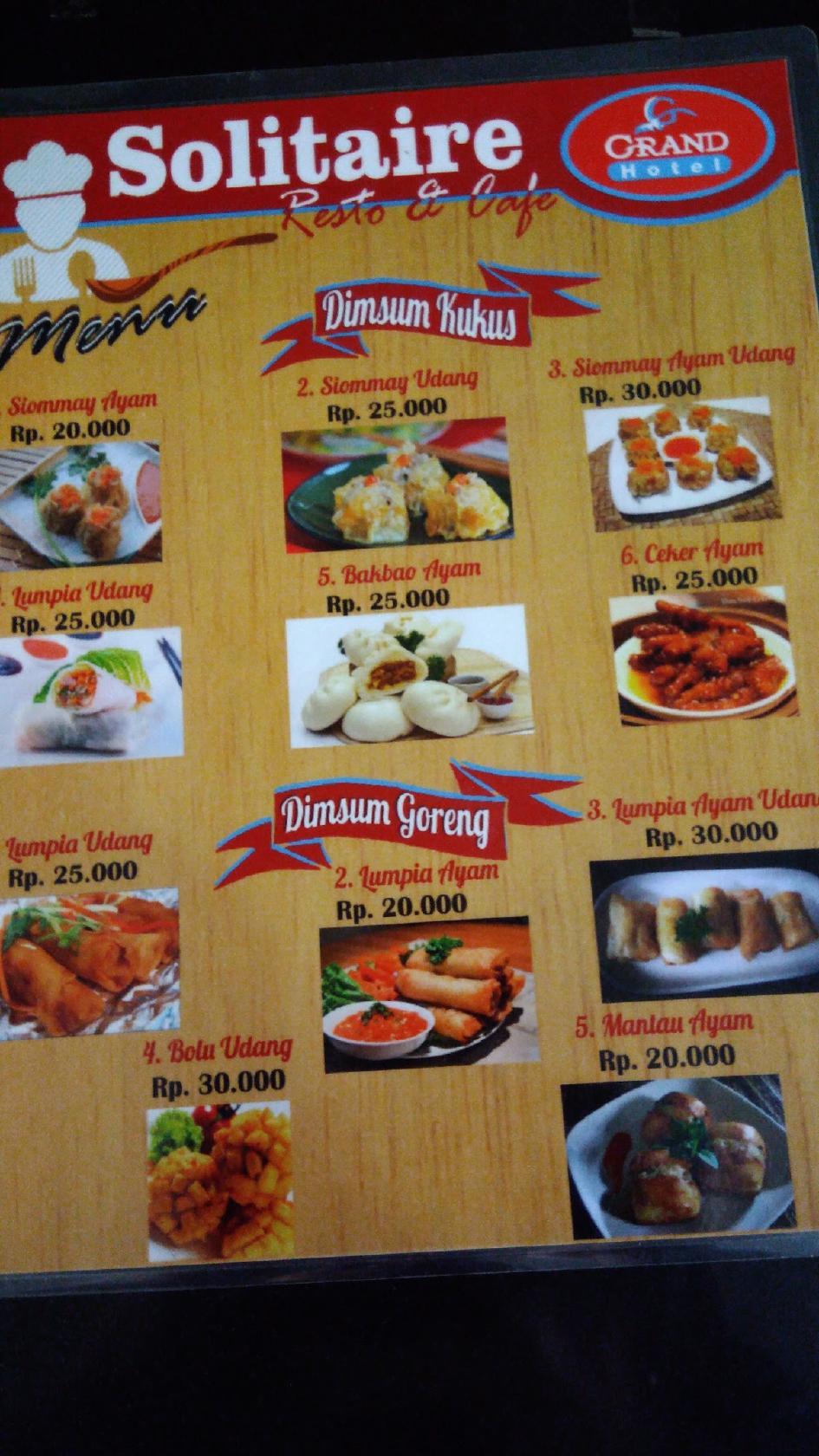 Menu at Resto & Cafe Solitaire, Pangkalan Kerinci Kota