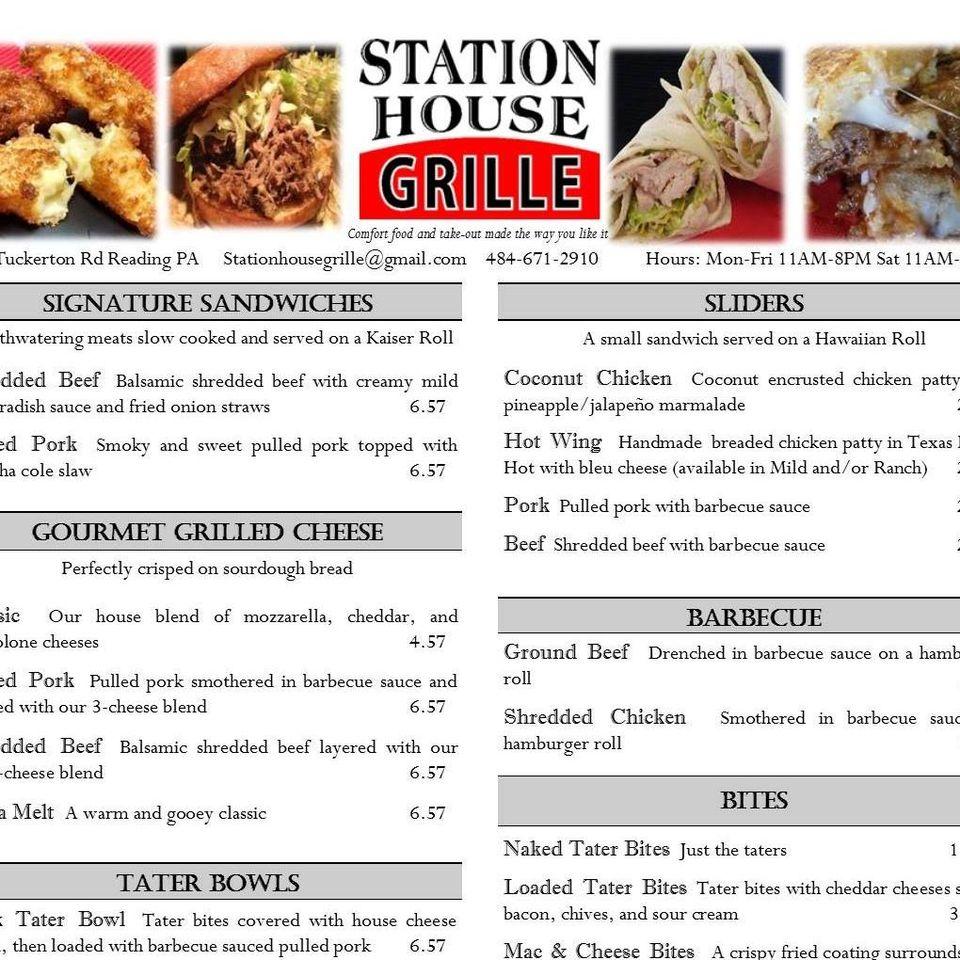 Menu at Station House Grille restaurant, Reading