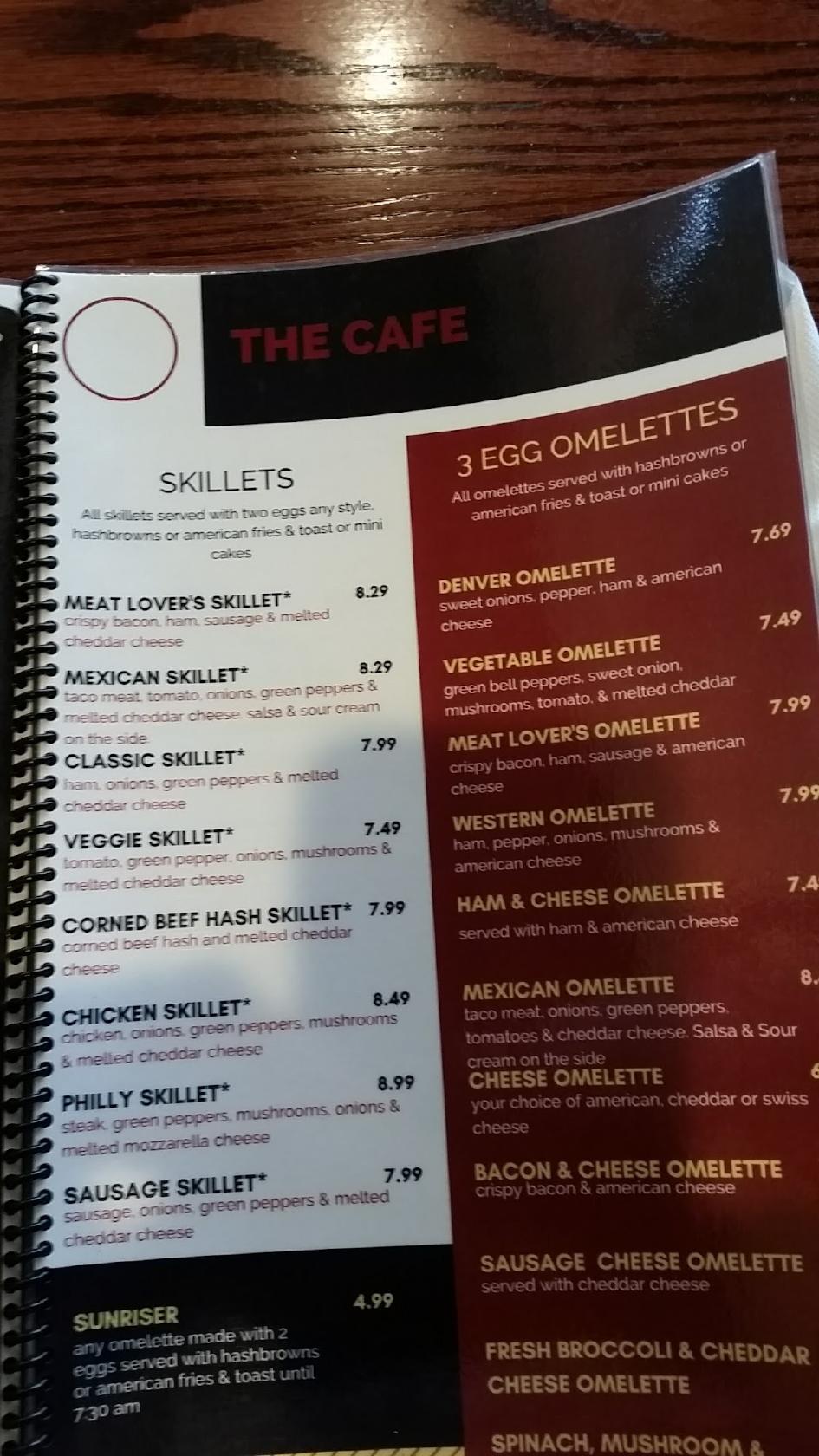 Menu at The Café at Bellevue restaurant, Bellevue