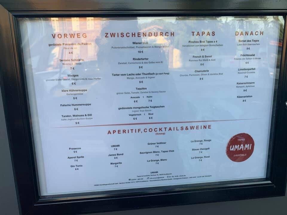 Menu at Restaurant Umami klein und fein, Grossbeeren