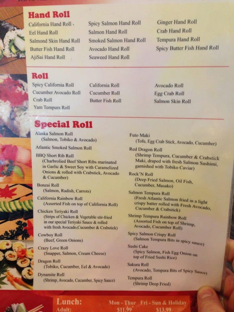 Menu at Aji Sai restaurant, Barrie