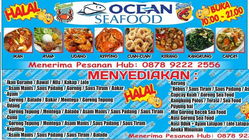 Menu at Ocean food restaurant, Surakarta