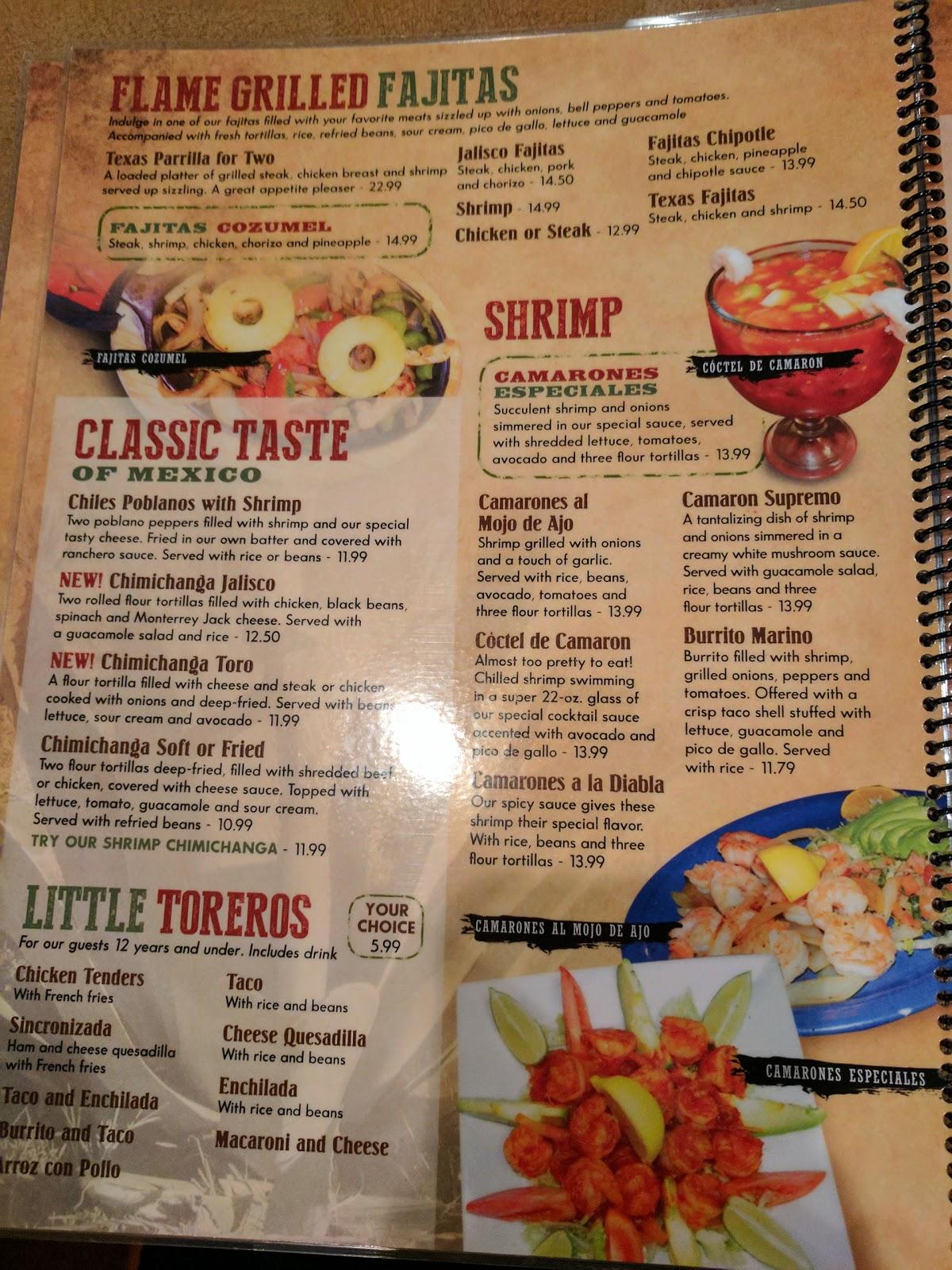 Menu at The Toros restaurant, Westfield, North Gray Rd