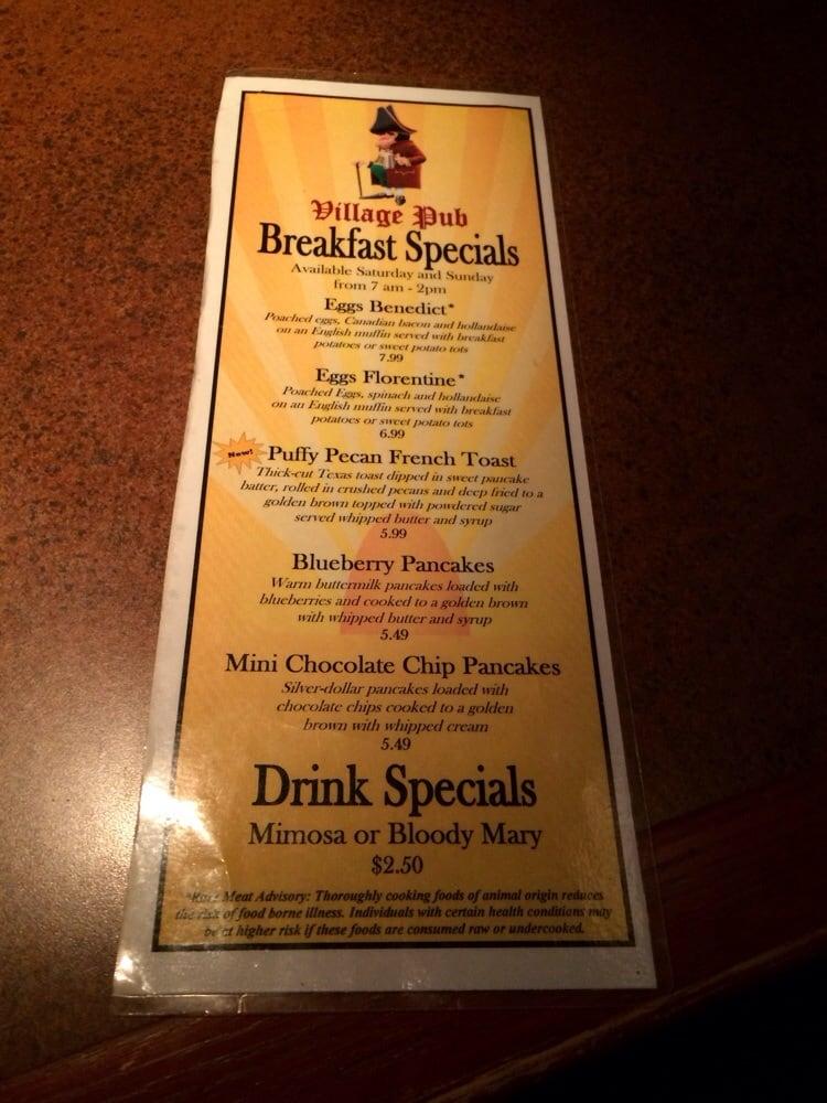 Menu at Village Pub & Poker, Las Vegas, S Rainbow Blvd