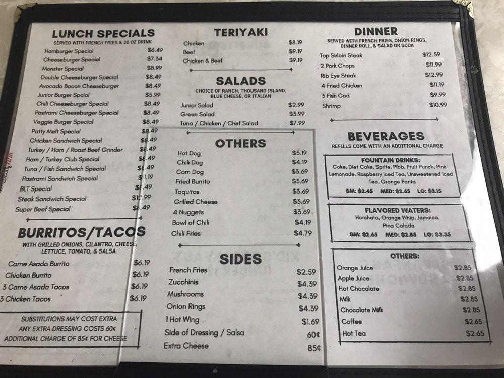 Menu at Lucky Greek fast food, Moreno Valley