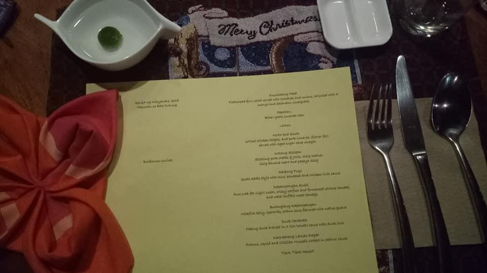 Menu at Bale Dutung restaurant, Angeles, Francis