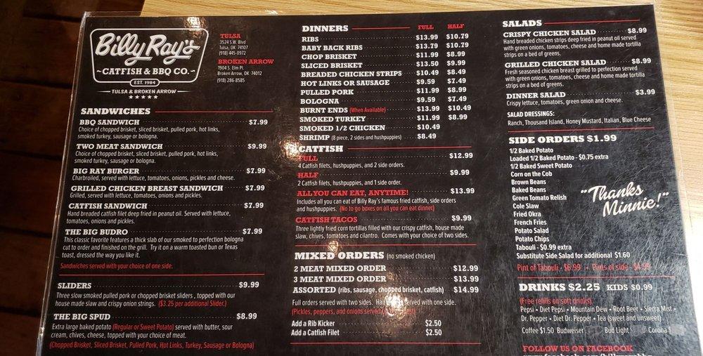 Menu at Billy Ray's Catfish & BBQ - Broken Arrow, Broken Arrow