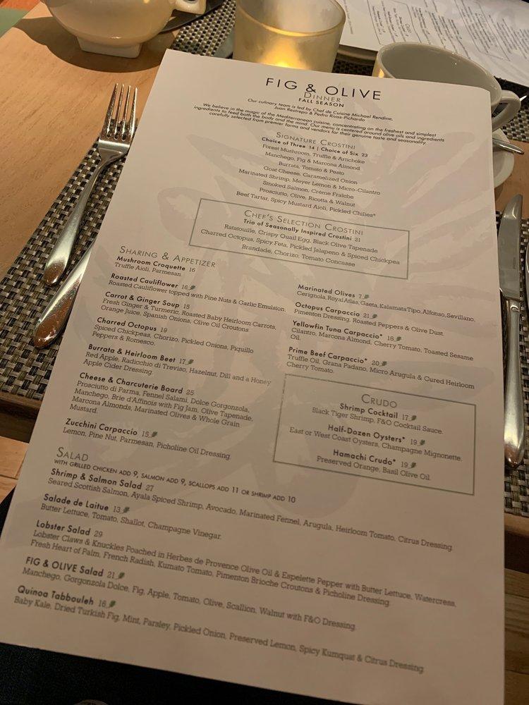 Menu at FIG & OLIVE pub & bar, West New York, 10 E 52nd St