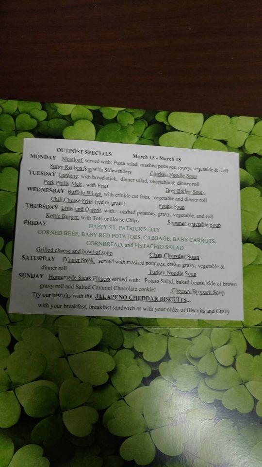 Menu at Outpost Café cafe, Lusk