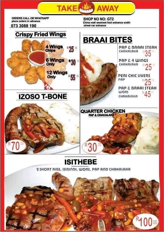 Menu at Zig Zag Bar, Lounge, Grill, Durban