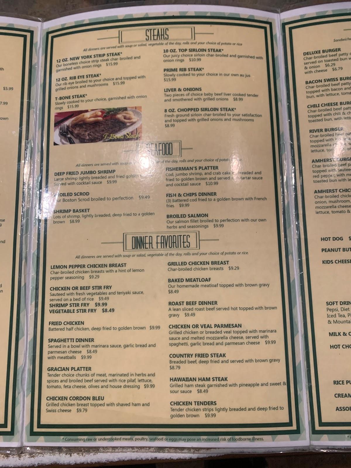 Menu at Amherst Diner restaurant, South Amherst