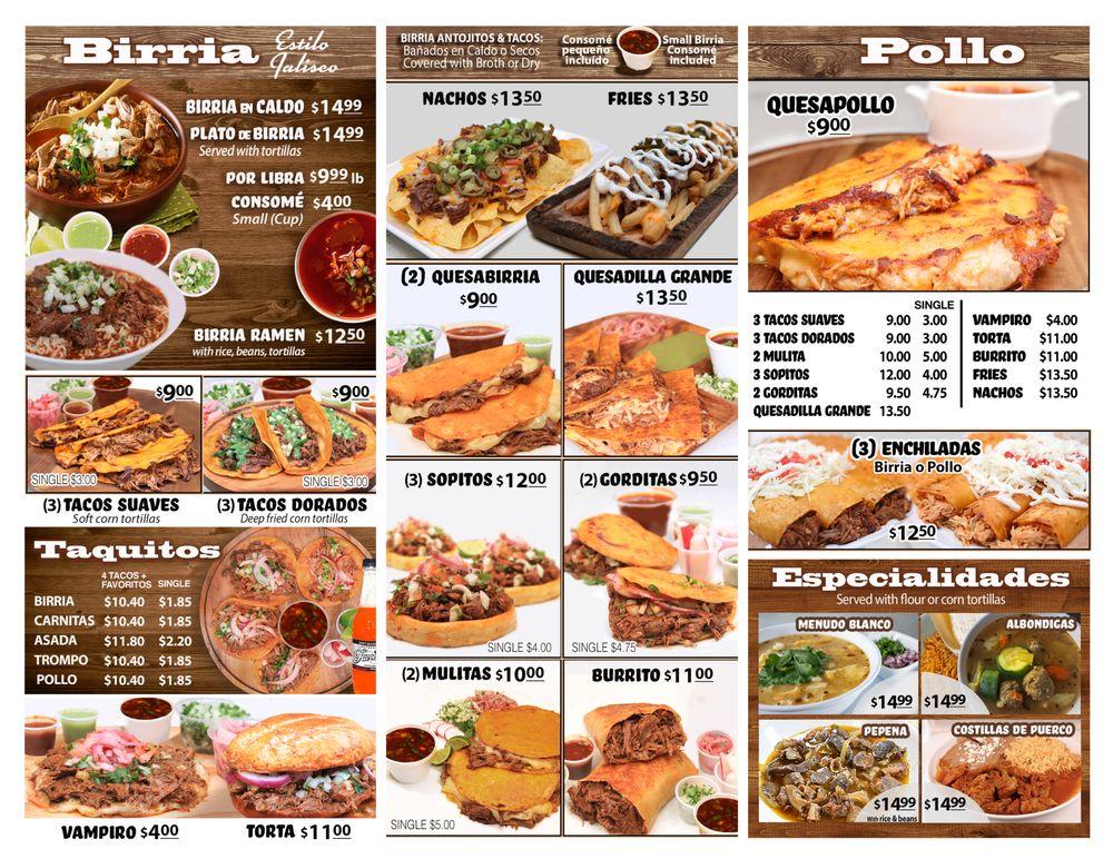 Menu at Birrieria El Sazón restaurant, Kennewick