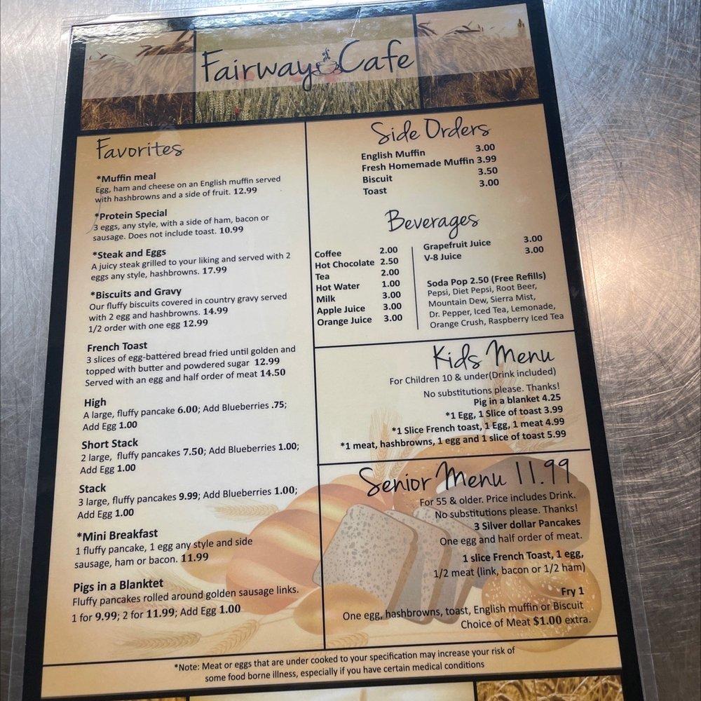 Menu at Fairway Center cafe, Lynden