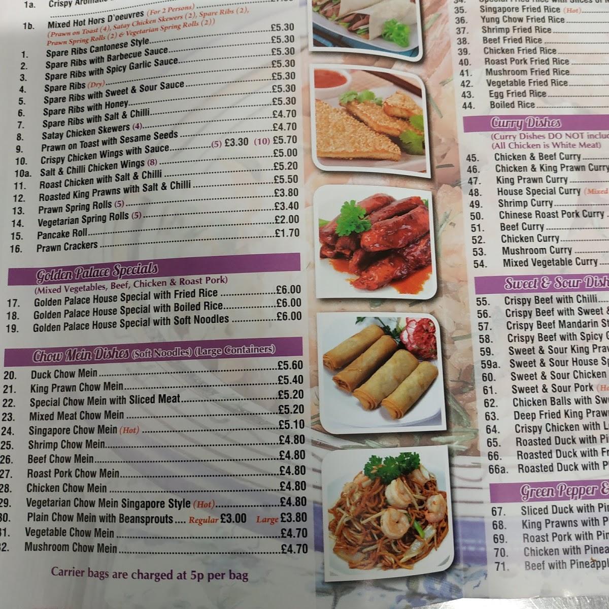 Menu at Golden Palace restaurant, Llangennech