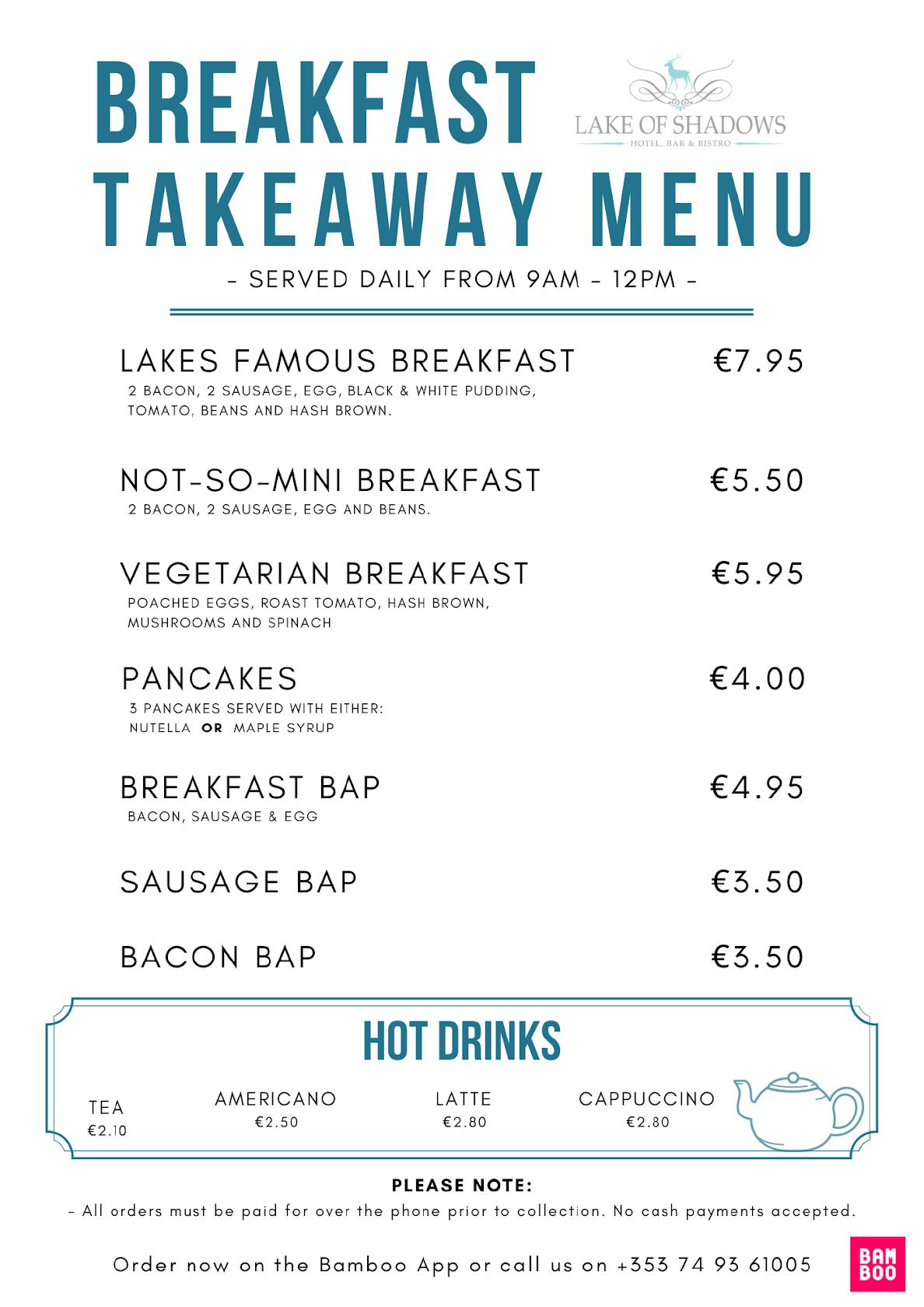Menu at Lake Of Shadows Hotel pub & bar, Buncrana