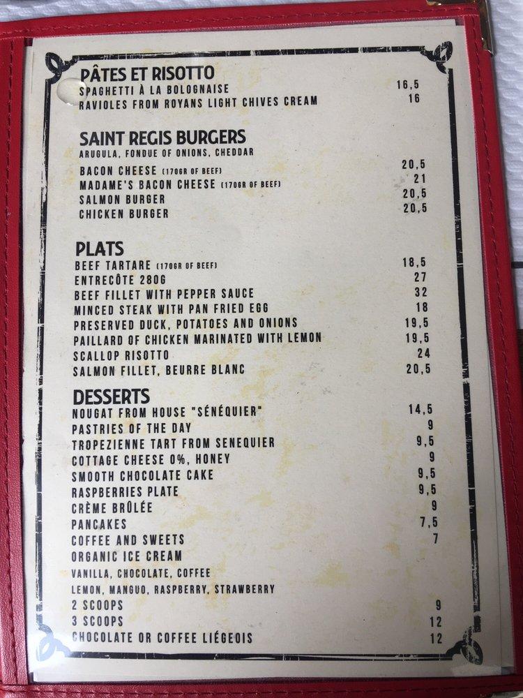 Menu at LE SAINT-REGIS - PARIS restaurant, Paris