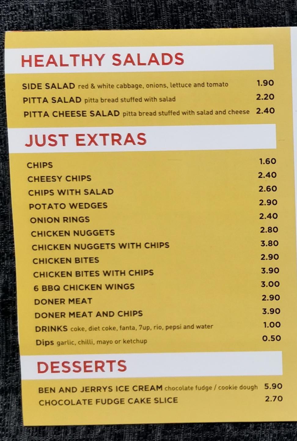 Menu at Papas Pizza pizzeria, Hebden Bridge