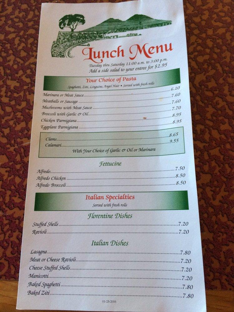 Menu at Vincent's Italian Restaurant, Mount Dora, N Orange Blossom Trail