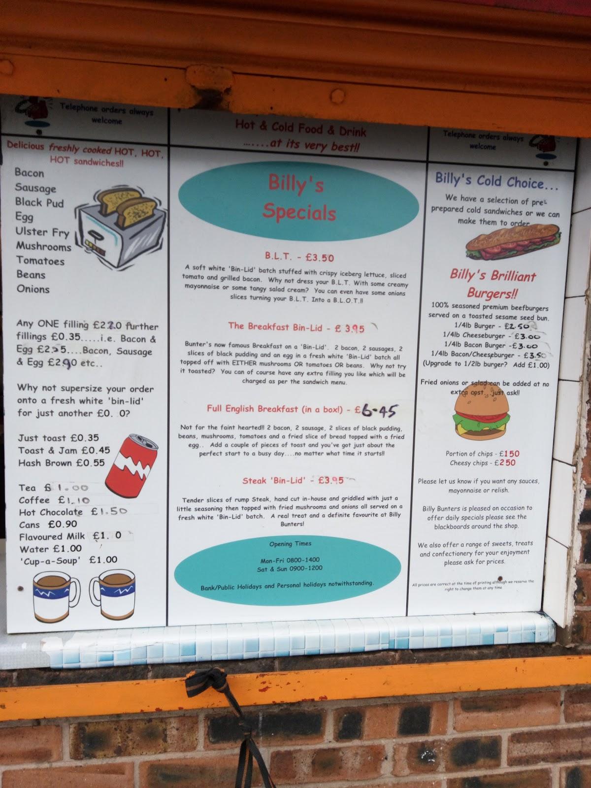 Menu at Billy Bunter's Rock Ferry pub & bar, Birkenhead