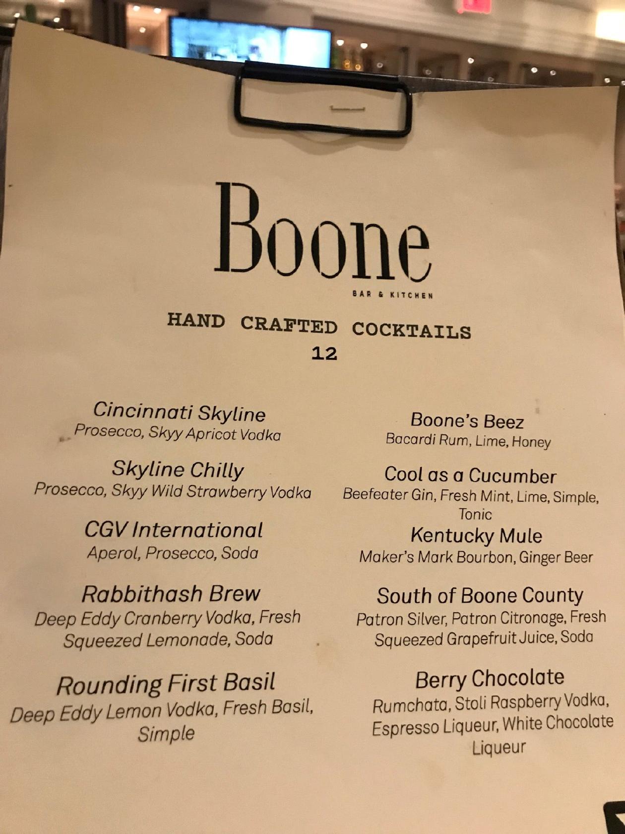 Menu at Boone Bar & Kitchen, Hebron