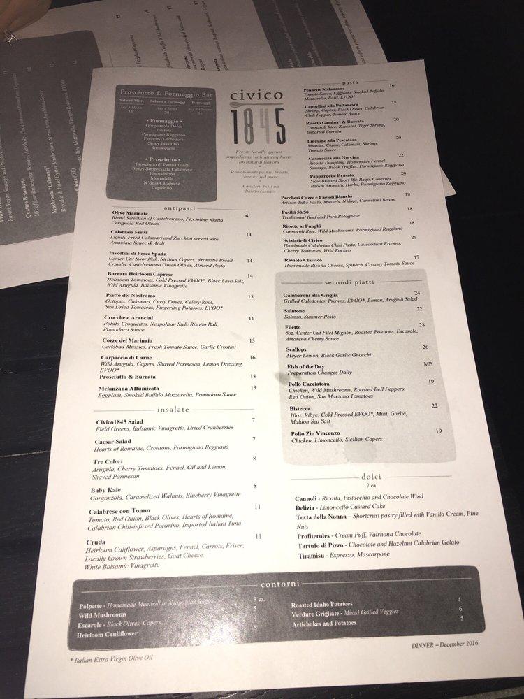 Menu at Civico 1845 restaurant, San Diego