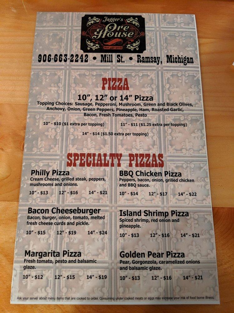 Menu at Jagger's Ore House pub & bar, Ramsay, E Mill St