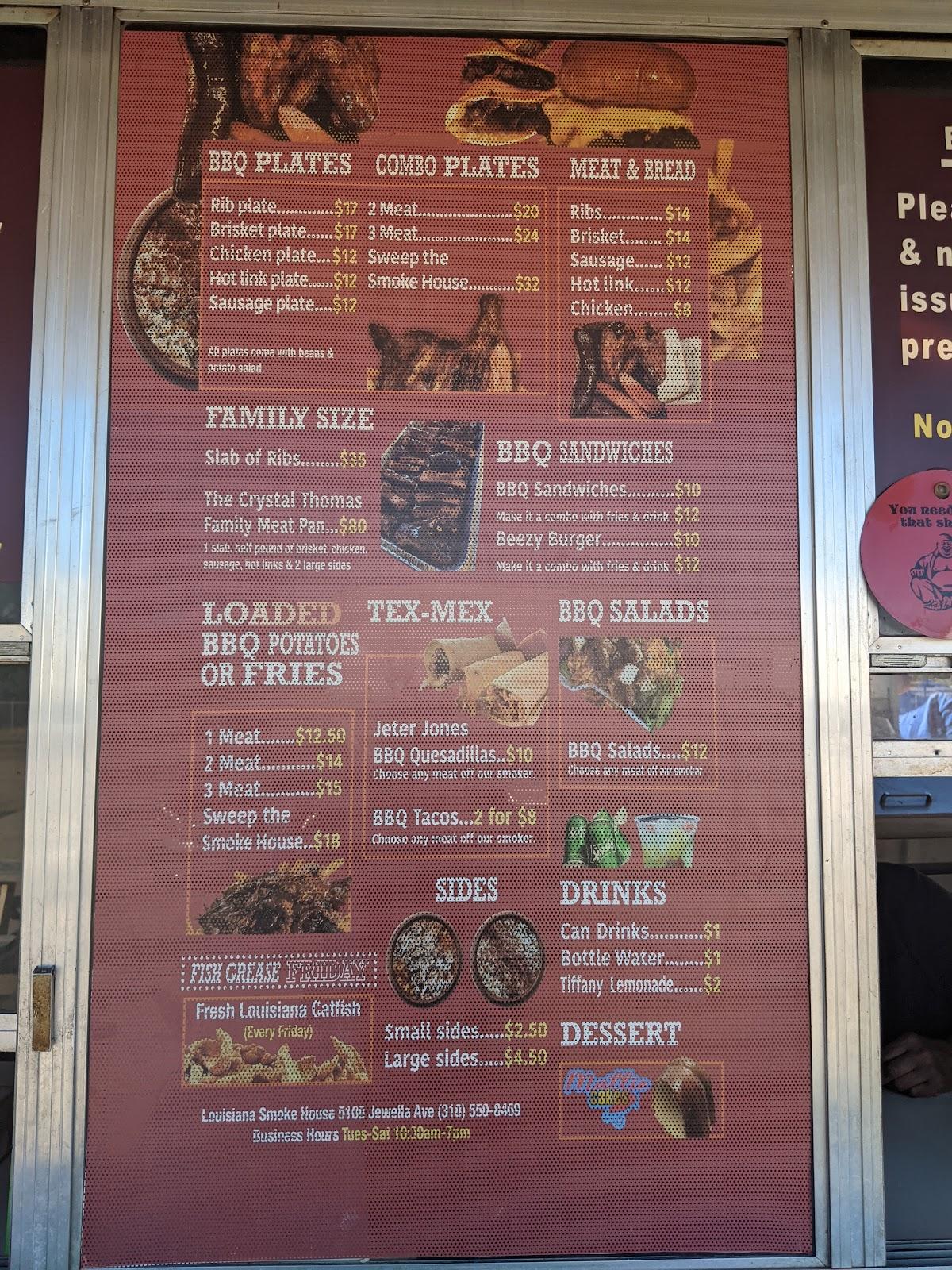 Menu at Louisiana Smokehouse BBQ, Shreveport