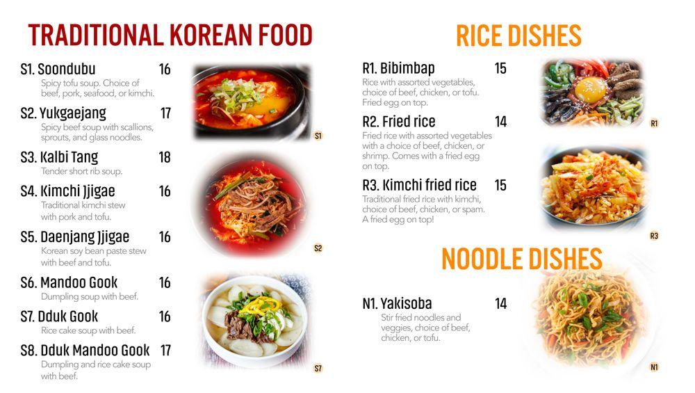 Menu at Seoul Grill restaurant, Beaverton