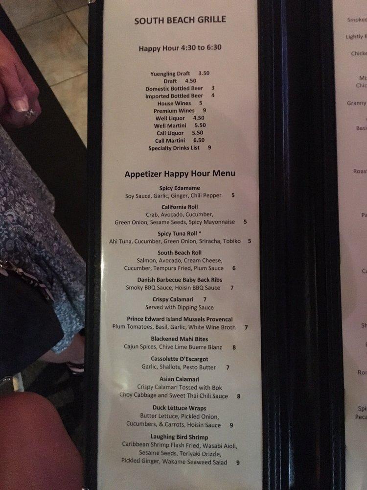 Menu at SOUTH BEACH GRILLE steakhouse, Fort Myers Beach