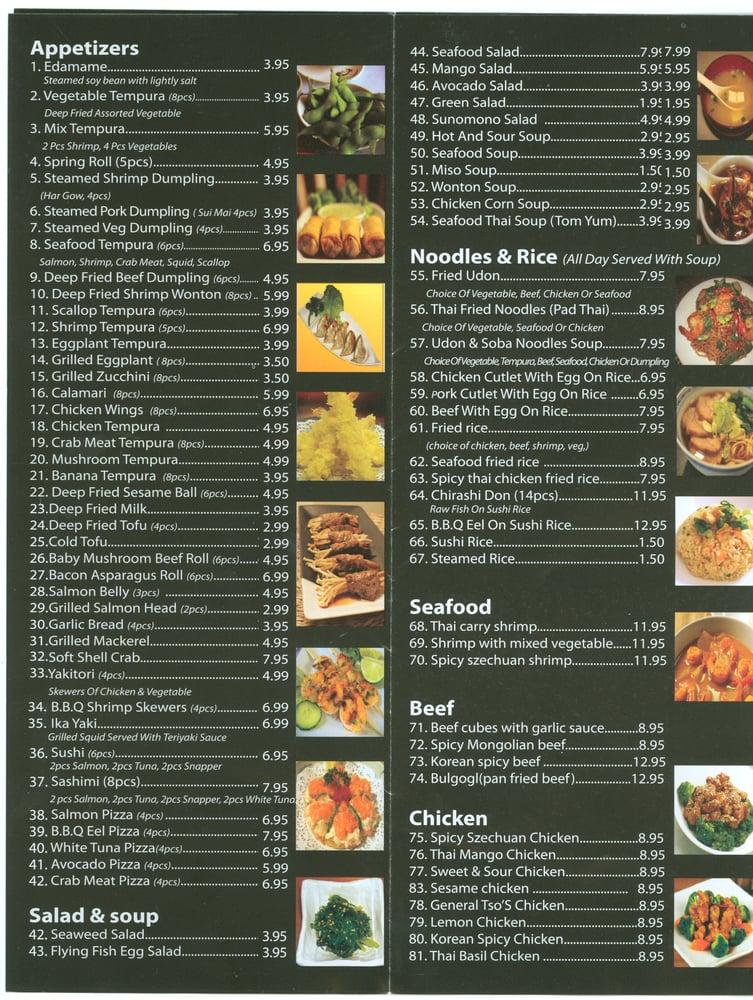 Menu at Ten Sushi Japanese Restaurant, Ottawa, Bank St