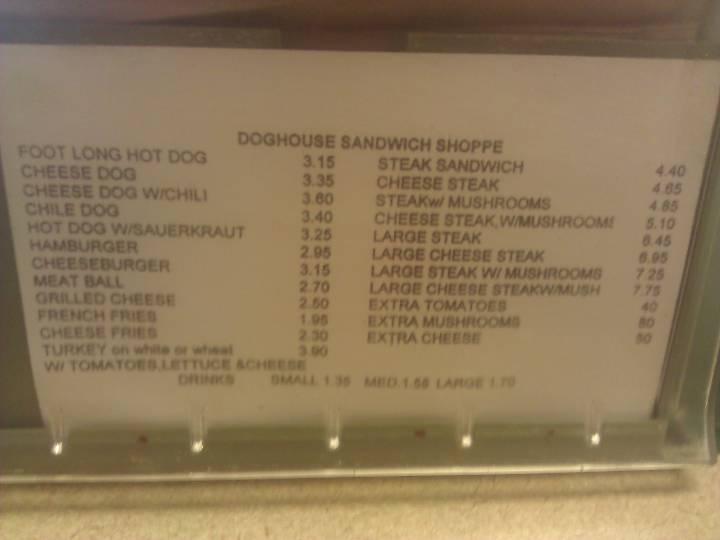 Menu at The Dog House restaurant, New Castle