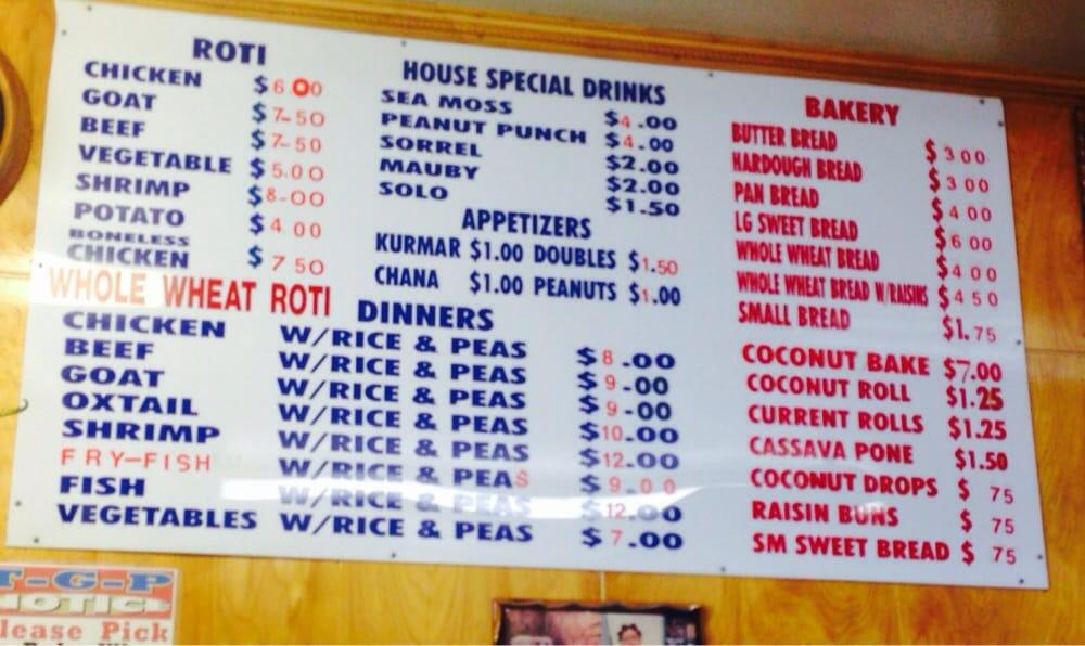 Menu at Trinidad Golden Place restaurant, New York City