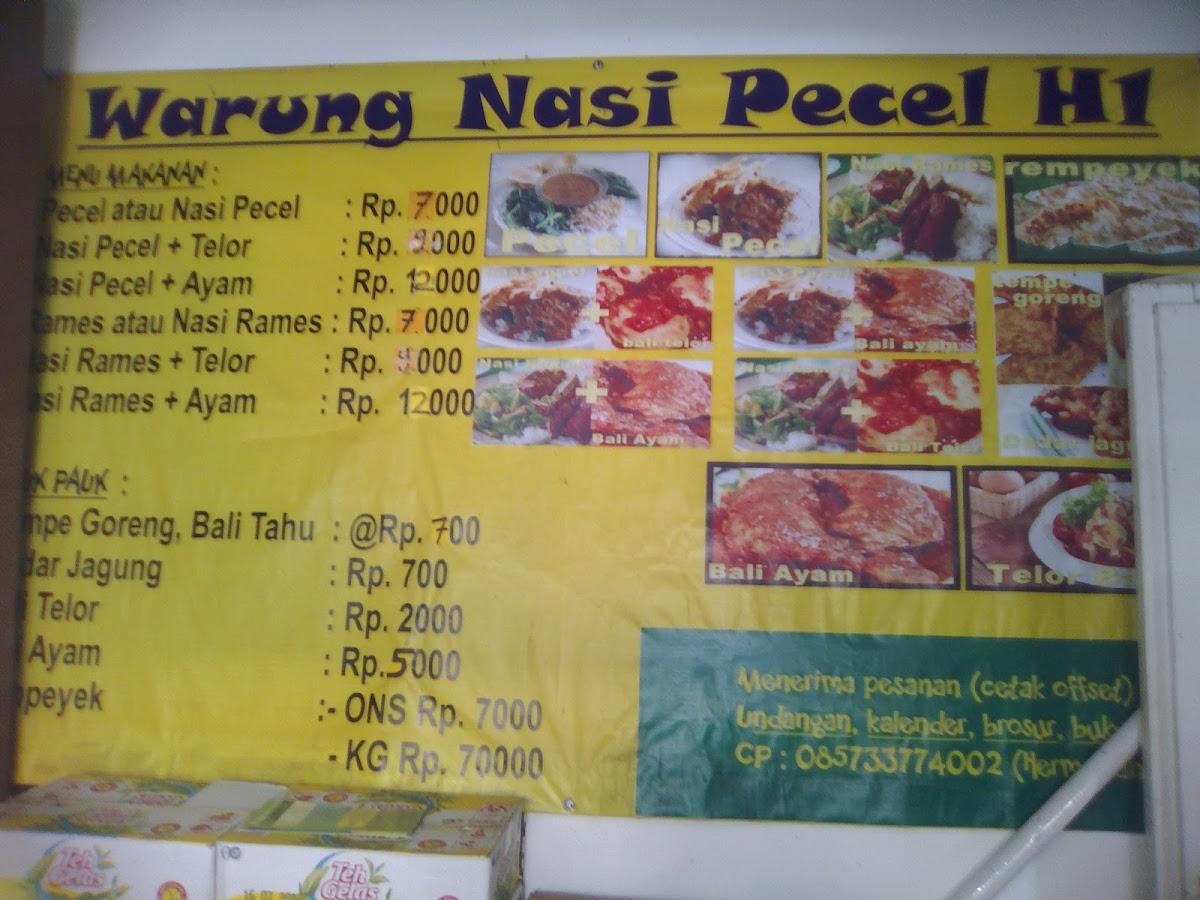 Menu at Warung Pecel H1 restaurant, Malang