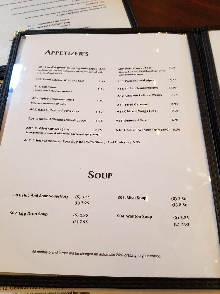 Menu at Asian Fusion restaurant, Fairplay, US Hwy 285