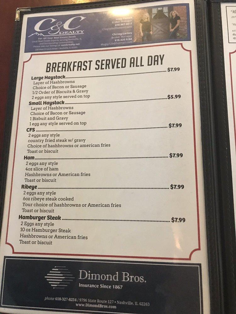 Menu at Bonnie Cafe, Nashville