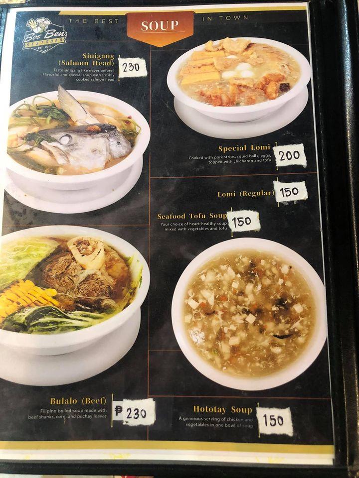 Menu at Bos Ben Restaurant and Sport Bar, Manila
