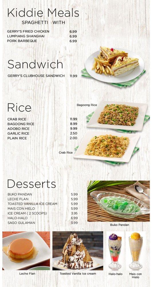 Menu at Gerry's Grill pub & bar, National City