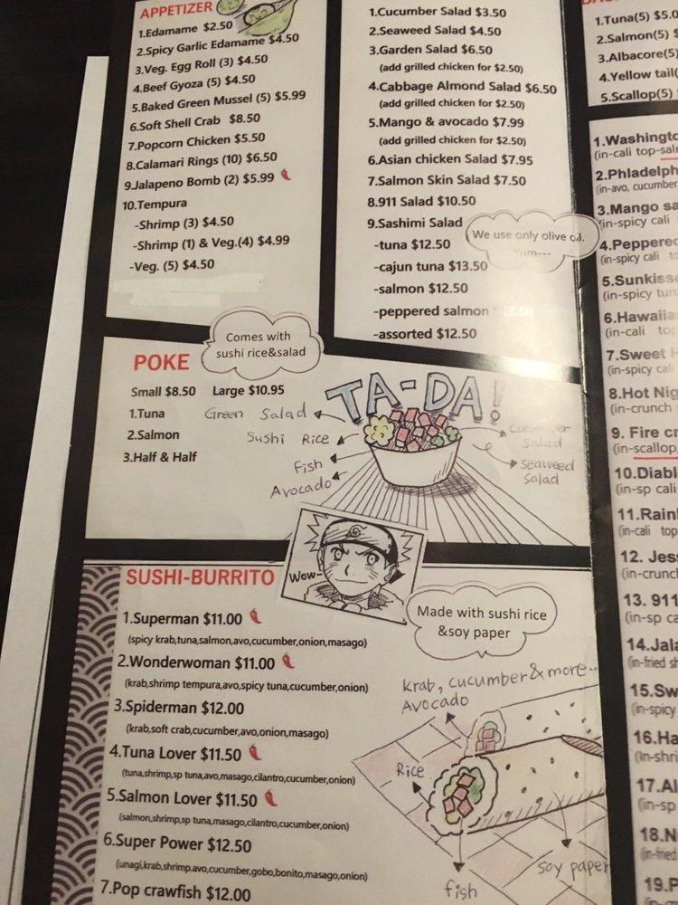 Menu at Sushi Box restaurant, Brea