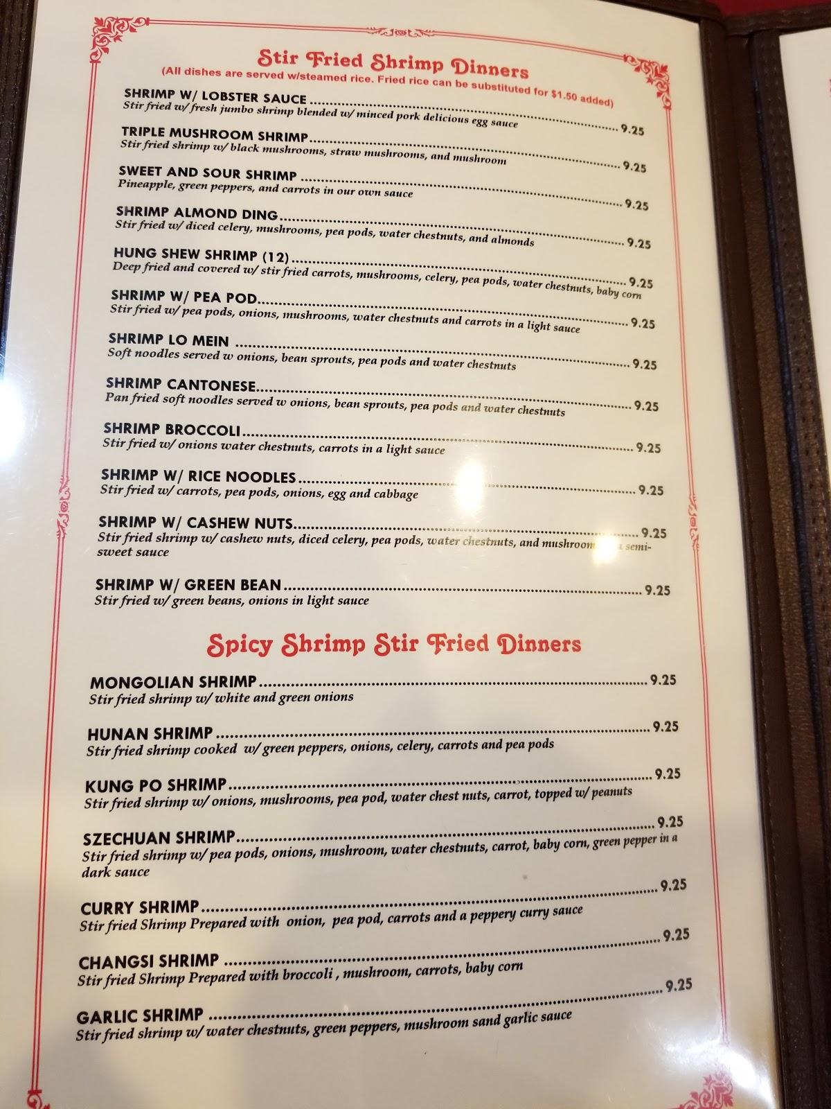 Menu at Tom Moy Cafe, Cottage Grove, 80th St S # 101