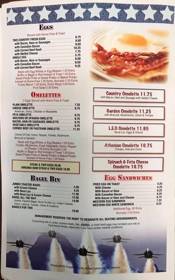 Menu at Blue Angel Diner restaurant, Plainview