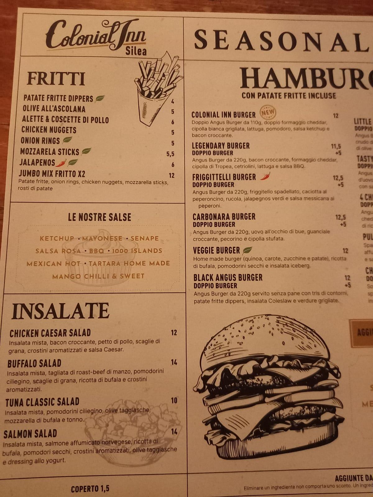 Menu at Colonial Inn SILEA - Burgers & Steaks pub & bar, Silea