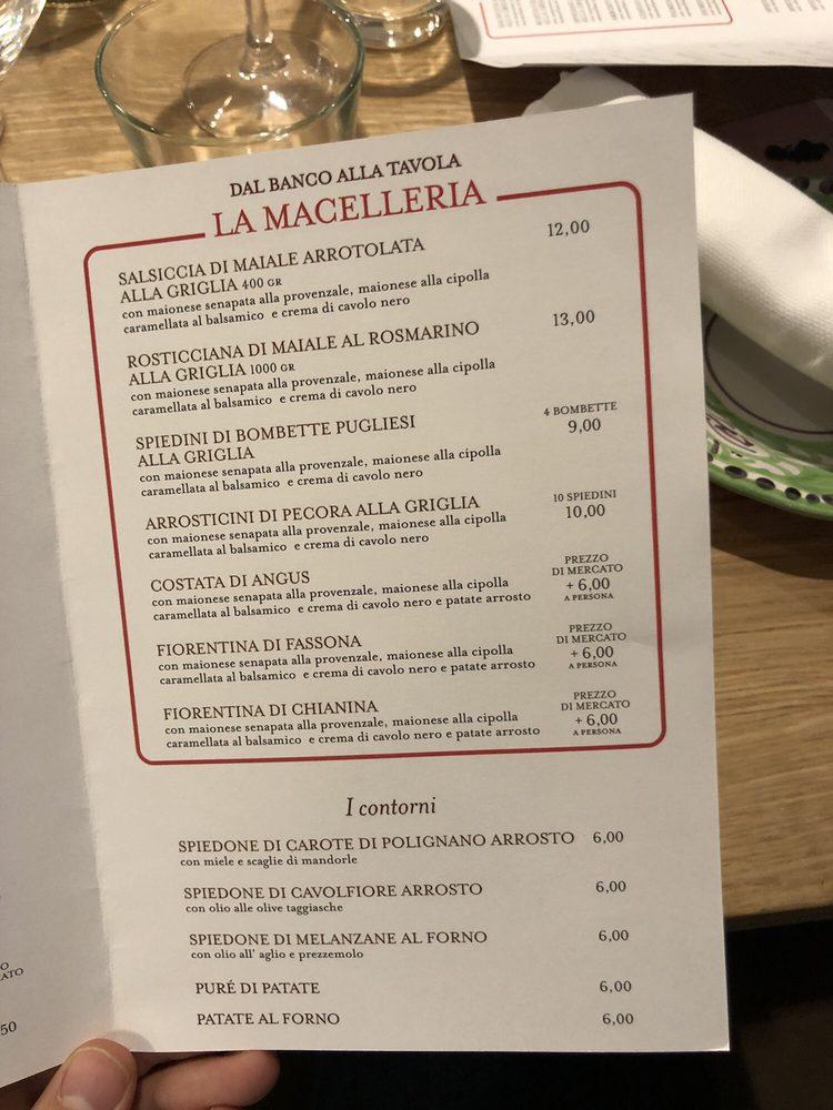 Menu at Eataly Alti Cibi cafe, Milan