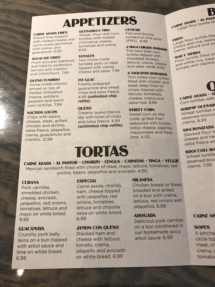 Menu at El Taco Macho restaurant, Painesville