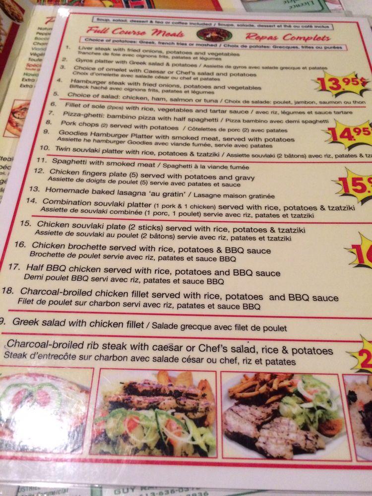 Menu at Goodies Restaurant, Hawkesbury