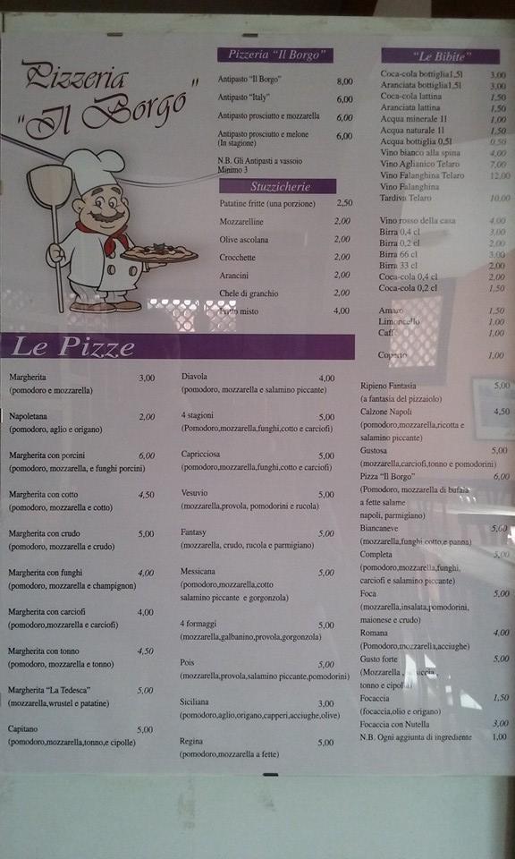 Menu da Il Borgo ristorante, Teano