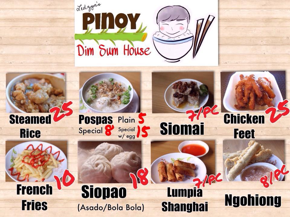 Menu at Ledzyn's Pinoy Dim sum House restaurant, Cebu City