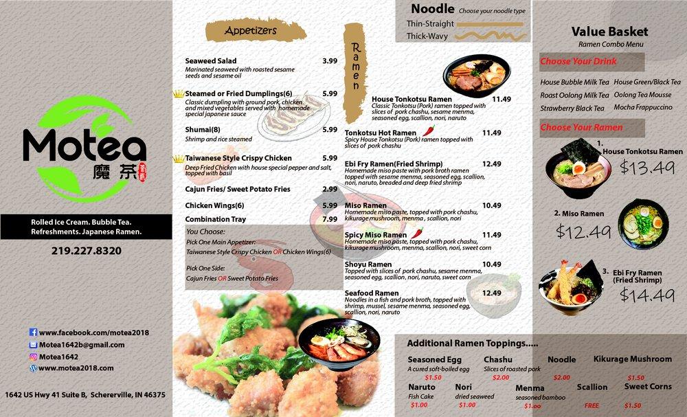 Menu at Motea pub & bar, Schererville, US Hwy 41 suite b